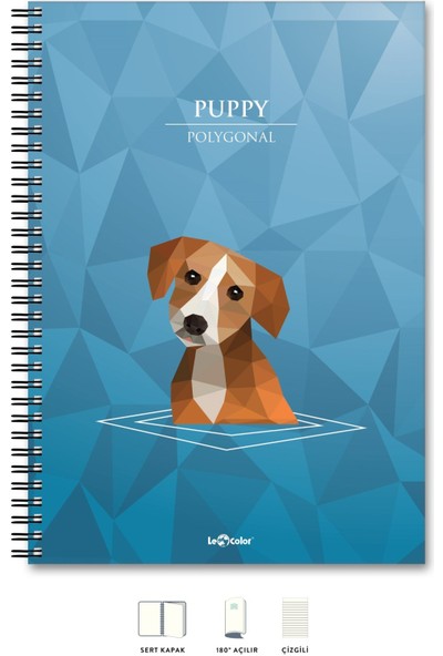 A5 Defter Çizgili 200 syf Köpek Polygonal