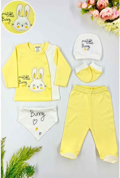 Miniel Yenidoğan Unisex Bebek Little Bunny Nakışlı 5'li Hastane Çıkışı - Sarı Miniel Yenidoğan Unisex Bebek Little Bunny Nakışlı 5'li Hastane Çıkışı - Sarı