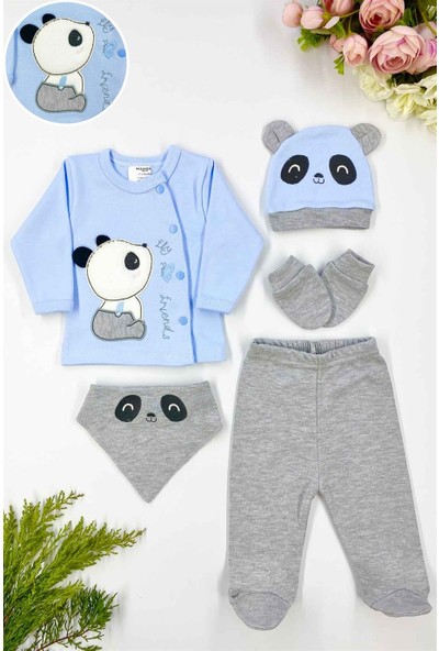 Miniel Yenidoğan Erkek Bebek Little Panda Nakışlı 5'li Hastane Çıkışı - Mavi Miniel Yenidoğan Erkek Bebek Little Panda Nakışlı 5'li Hastane Çıkışı - Mavi