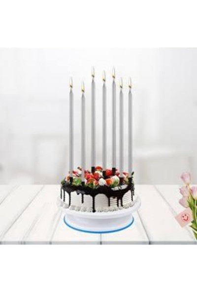 Gözde Çiçek Gümüş Pasta Mumu 20 cm Uzun Mum Gözde Çiçek Gümüş Pasta Mumu 20 cm Uzun Mum