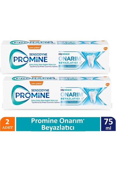 Sensodyne Promine Diş Minesi Onarım Beyazlatıcı Diş Macunu Nane Ferahlığı 75 Ml 2 Adet Sensodyne Promine Diş Minesi Onarım Beyazlatıcı Diş Macunu Nane Ferahlığı 75 Ml 2 Adet