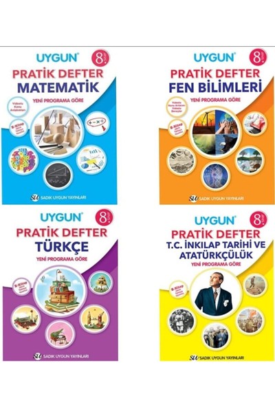 Sadık Uygun Yayınları 8.sınıf Pratik Defter Seti (4 Defter Spiralli) Sadık Uygun Yayınları 8.sınıf Pratik Defter Seti (4 Defter Spiralli)
