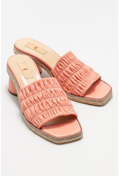 Elle Shoes Pembe Deri Kadın Günlük Terlik