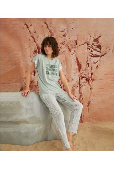Pel Giyim Kadın Pijama Takımı Arcan Viks Garnili - Pel Giyim - Pijama Takımı - Gri - S