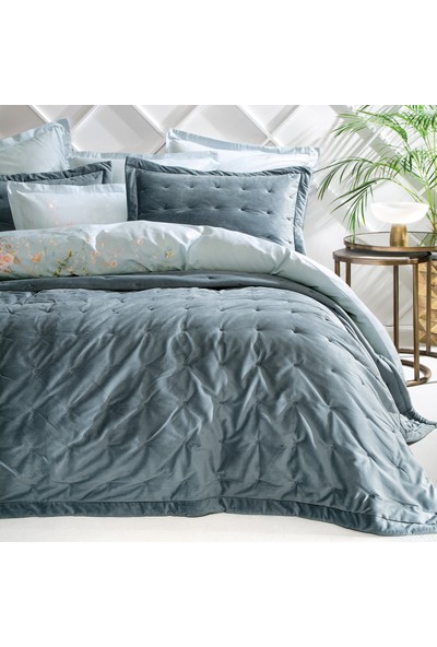Yataş Bedding Vals Çift Kişilik Kadife Yatak Örtüsü Seti - Nil Yeşili