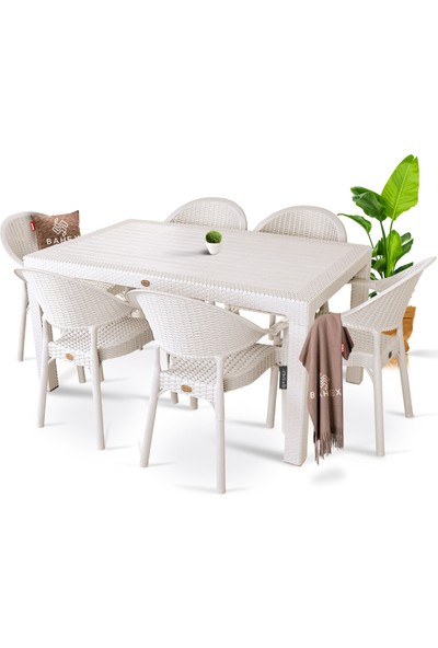 Bahex Bambu Neew 90 x 150 cm Rattan Bahçe Balkon Masa Takımı 6 Kişilik Camsız Set Bahex Bambu Neew 90 x 150 cm Rattan Bahçe Balkon Masa Takımı 6 Kişilik Camsız Set