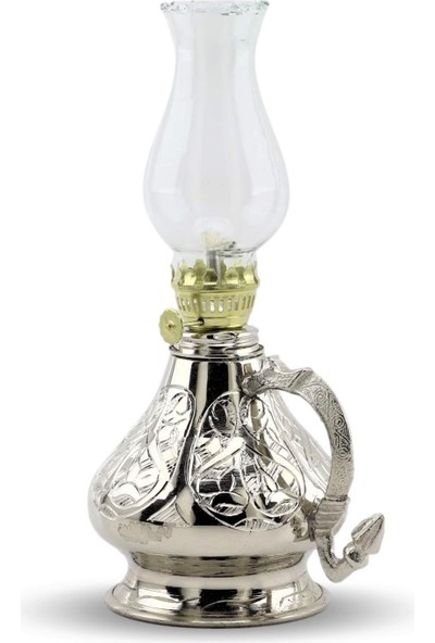 Morya Bakır Gaz Lambası Nikel Kaplanmış Kücük Boy Morya Bakır Gaz Lambası Nikel Kaplanmış Kücük Boy