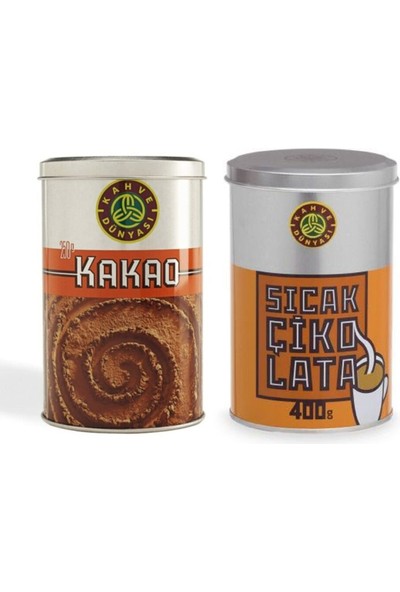 Kahve Dünyası Kakao Tozu 250 gr + Sıcak Çikolata 400 gr Kahve Dünyası Kakao Tozu 250 gr + Sıcak Çikolata 400 gr