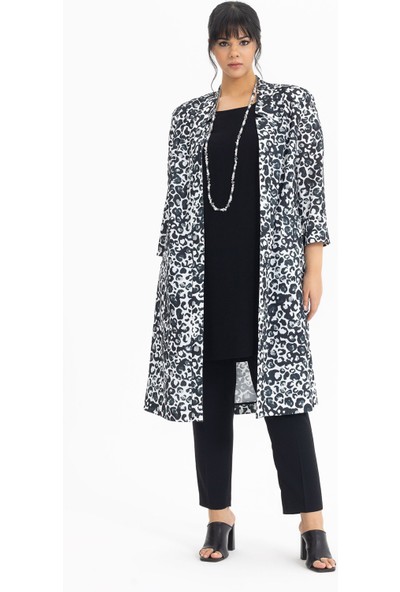 Galaxi Kadın Büyük Beden Zebra Desenli Iç Tunikli Ceket 3051005 Siyah Galaxi Kadın Büyük Beden Zebra Desenli Iç Tunikli Ceket 3051005 Siyah