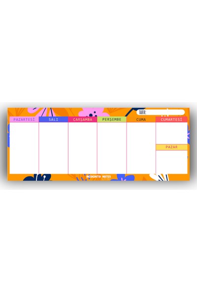 Incognito Notes by 3C Dijital Flower Power Haftalık Planlayıcı 25X10 Üstten Tutkallı Incognito Notes by 3C Dijital Flower Power Haftalık Planlayıcı 25X10 Üstten Tutkallı