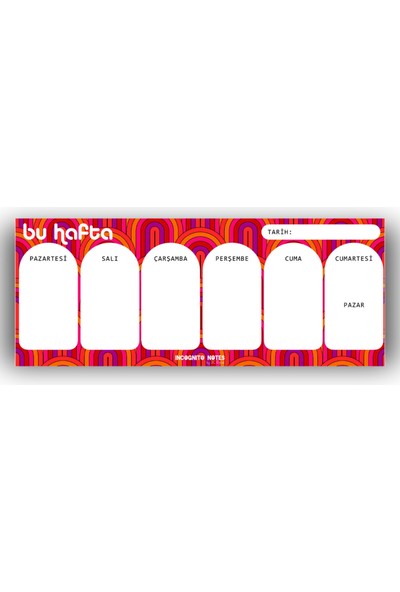 Incognito Notes by 3C Dijital Groovy Haftalık Planlayıcı 25X10 Üstten Tutkallı Incognito Notes by 3C Dijital Groovy Haftalık Planlayıcı 25X10 Üstten Tutkallı