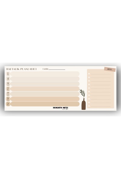 Incognito Notes by 3C Dijital Sweet Office Haftalık Planlayıcı 25X10 Üstten Tutkallı Incognito Notes by 3C Dijital Sweet Office Haftalık Planlayıcı 25X10 Üstten Tutkallı