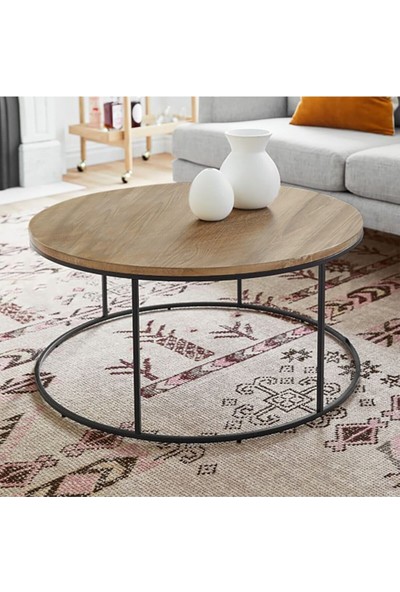 Miray Dekoratif Metal Oval Ayaklı Orta Sehpa 80X80 cm