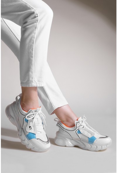 Kadın Sneaker Şeffaf Kalın Taban Bağcıklı Spor Ayakkabı Uvela