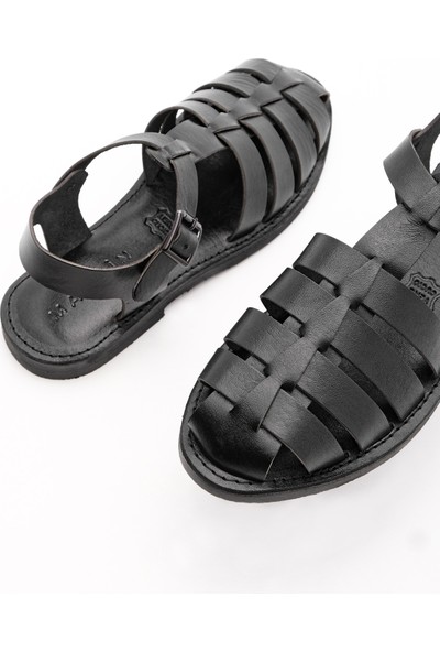 Marjin Kadın Hakiki Deri Eva Taban Kalın Bantlı Günlük Sandalet Bangin