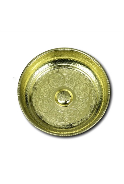Morya Bakır Hamam Tası Elişi Işlemeli Sarı 20 cm