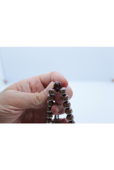 Miraç Serkan Coşkun Imzalı Full Çakım Gümüş Işlemeli Kuka Tesbih