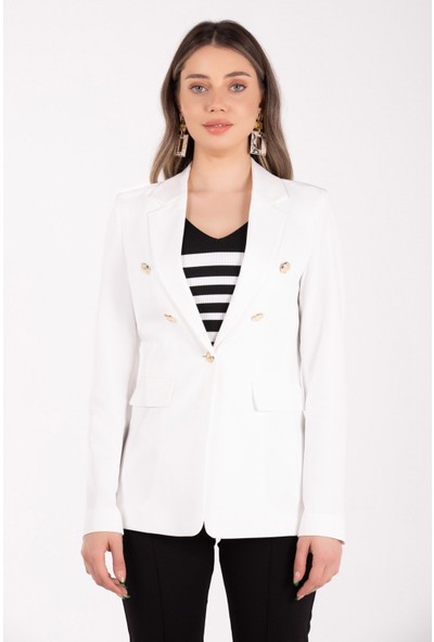Ekol Kadın Kruvaze Kapak Cepli Ceket 6055110 Ekru Ekol Kadın Kruvaze Kapak Cepli Ceket 6055110 Ekru
