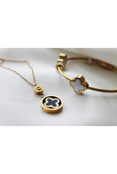 Vernes Jewelry Yonca Altın Kaplama Takım
