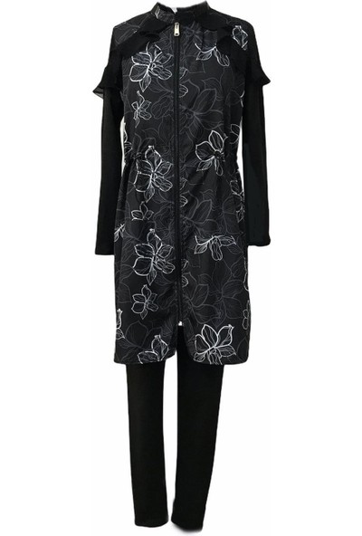 Moodbasic Papatya Desenli Tesettür Siyah