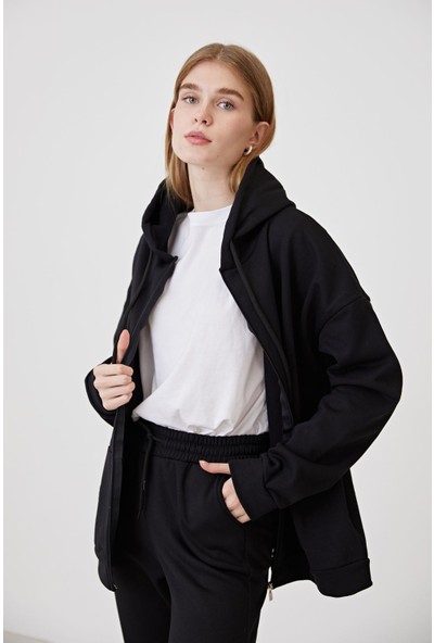 Miostil Fermuarlı Sweatshirt-Siyah Miostil Fermuarlı Sweatshirt-Siyah