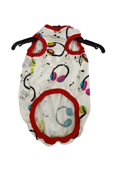 Gobo Kulaklık Desenli Beyaz Kedi Kıyafeti Elbisesi