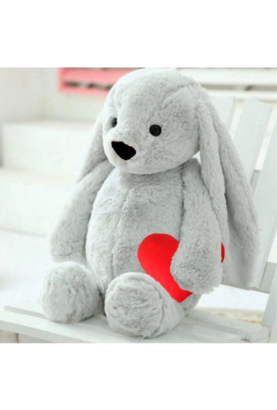 Simbat Kalp Hediye Eden Sevimli Gri Uzun Kulak Peluş Tavşan 45 cm Simbat Kalp Hediye Eden Sevimli Gri Uzun Kulak Peluş Tavşan 45 cm