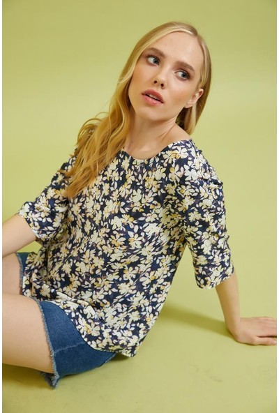 Turvakar Kol Desenli Bluz 022-3000