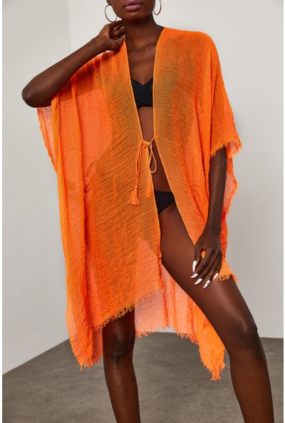 Xhan Turuncu Yanı Yırtmaçlı Bürümcük Kumaş Pareo 2YXK4-46141-11 Xhan Turuncu Yanı Yırtmaçlı Bürümcük Kumaş Pareo 2YXK4-46141-11