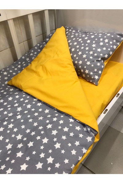 Bebek Özel Pamuk Bebek/çocuk Yastık Çarşaf Yorgan Seti Gri Yıldızlı/hardal Sarısı Bebek Özel Pamuk Bebek/çocuk Yastık Çarşaf Yorgan Seti Gri Yıldızlı/hardal Sarısı
