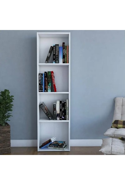 MTM Dört Gözlü Ki̇taplik Beyaz Renk 160 x 44 x 20 cm