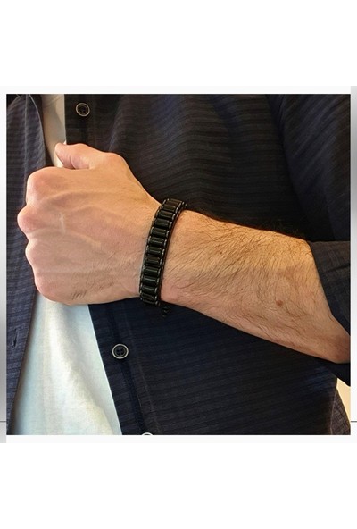 Seven Art Jewelry Doğal Taş / Akik Taşı Silindir Bileklik / Erkek Bileklik / Kadın Bileklik