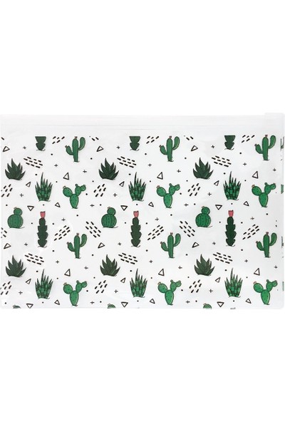 Artikel Kaktüs Şeffaf Çok Amaçlı Makyaj ve Organizer Plaj El Çantası