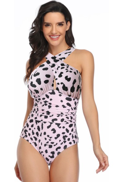 Skimsx Büyük Beden Tek Parça Kadın Mayo Plaj Giyimi Leopar (Yurt Dışından)