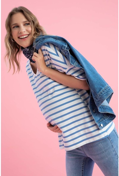 DeFacto Regular Fit Örme Kısa Kollu V1073AZ22SP