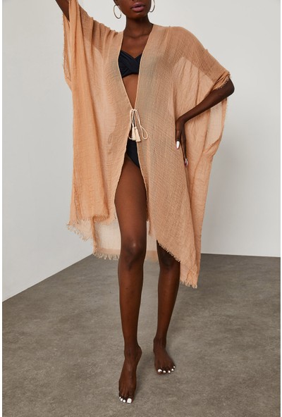 Xhan Bej Yanı Yırtmaçlı Bürümcük Kumaş Pareo 2YXK4-46141-25 Xhan Bej Yanı Yırtmaçlı Bürümcük Kumaş Pareo 2YXK4-46141-25