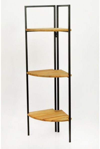 Dekoratif Büyük Duvar Köşe Rafı Kitaplık 3 Katlı - De-Monte