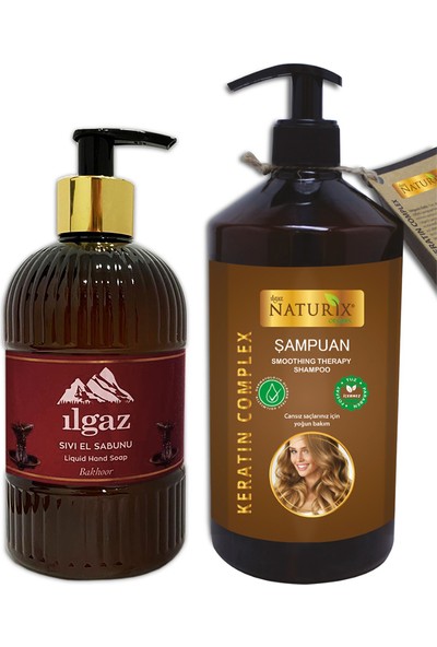 Naturix Yıpranmış Saçlara Tuzsuz Keratin Bakım Şampuanı 600ML + Arap Kokusu Sıvı Sabun Parfümlü 475ML Naturix Yıpranmış Saçlara Tuzsuz Keratin Bakım Şampuanı 600ML + Arap Kokusu Sıvı Sabun Parfümlü 475ML