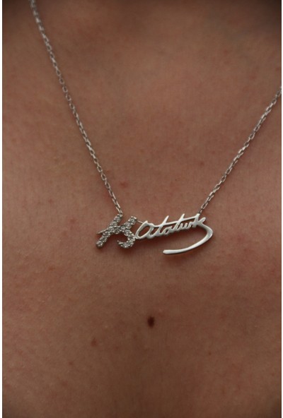 Sterling Silver Hayalet Kolye - Atatürk Imzalı Gümüş Kolye