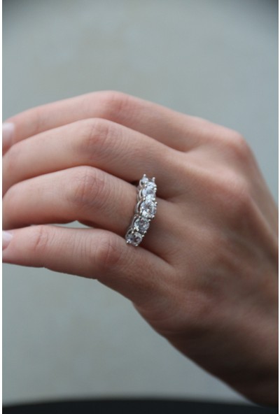 Sterling Silver Gümüş Yüzük - Ayarlanabilir Beştaş Gümüş Yüzük Sterling Silver Gümüş Yüzük - Ayarlanabilir Beştaş Gümüş Yüzük