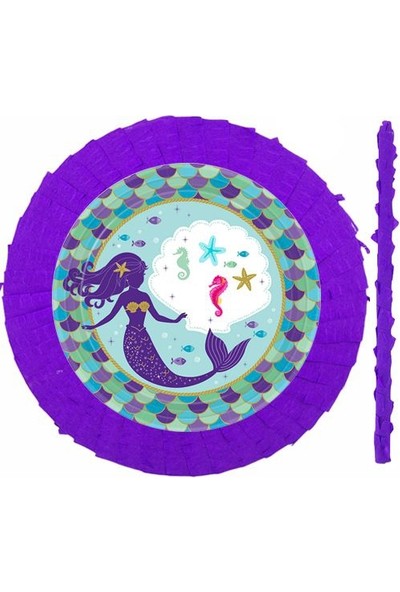 Happyland Deniz Kızı Temalı Pinyata + Sopası Mor Denizkızı Pinyata