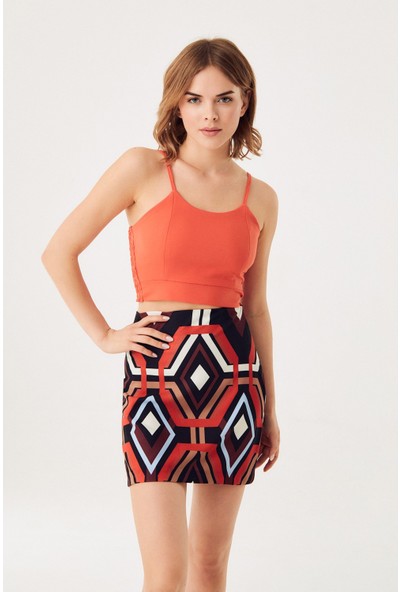 FullaModa Geometrik Desen Etek