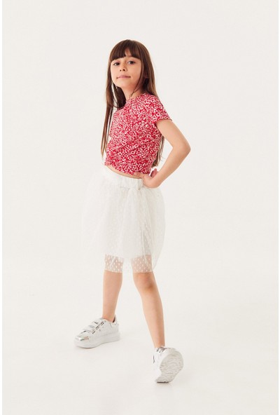 FullaModa Puantiyeli Çocuk Tül Etek