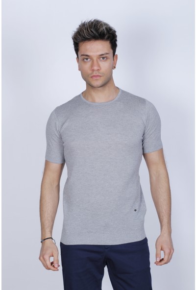 Bosmenti Bisiklet Yaka Kısa Kollu Pamuk Kazak