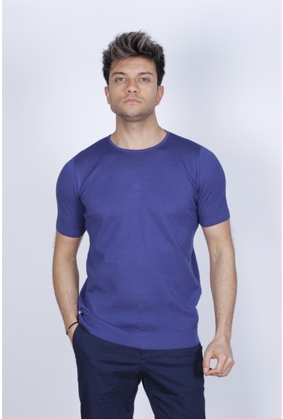 Bosmenti Bisiklet Yaka Kısa Kollu Pamuk Kazak