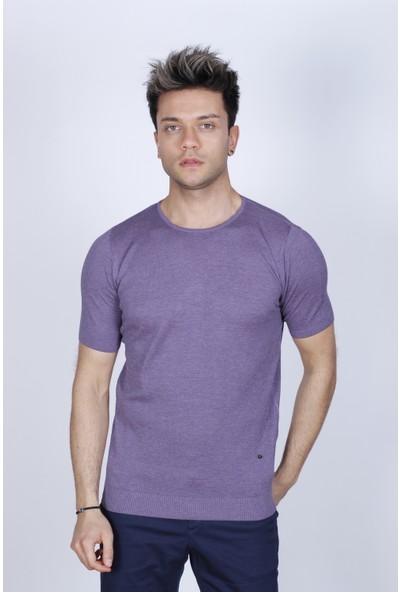 Bosmenti Bisiklet Yaka Kısa Kollu Pamuk Kazak