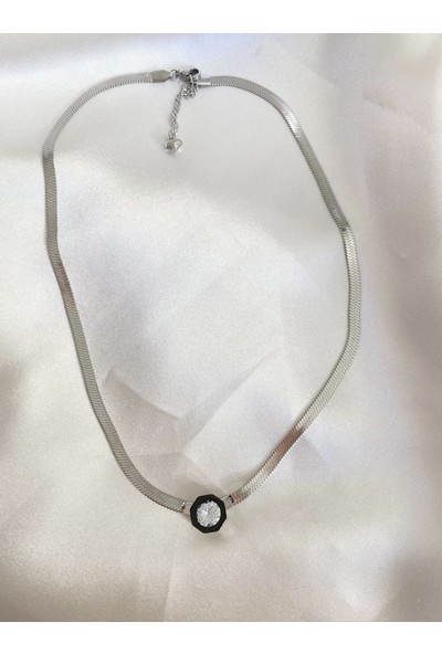 Bysy Accessories Zirkon Taş Detaylı Gümüş Renk Italyan Zincir Kolye Bysy Accessories Zirkon Taş Detaylı Gümüş Renk Italyan Zincir Kolye