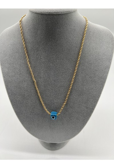 Bysy Accessories Burgu Zincir Nazar Boncuklu Çelik Kolye