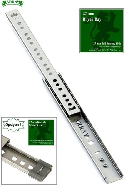 Array Teleskopik Çekmece Rayı 27 mm 342 mm ( Set ) Array Teleskopik Çekmece Rayı 27 mm 342 mm ( Set )
