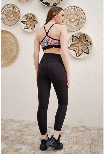 İnce Belli Kadın Yüksek Bel Toparlayıcı Çift Cepli Spor Tayt